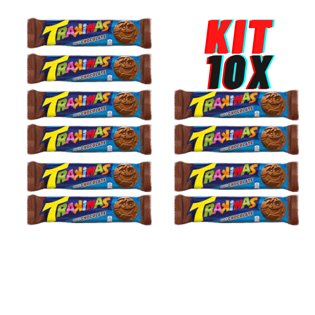 Kit 10 Pacotes de Trakinas Recheado Sabor Chocolate 126g | Shopee Brasil