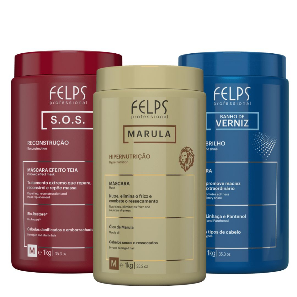 Felps Kit Cronograma Capilar SOS - Marula - Verniz 1Kg | Shopee Brasil
