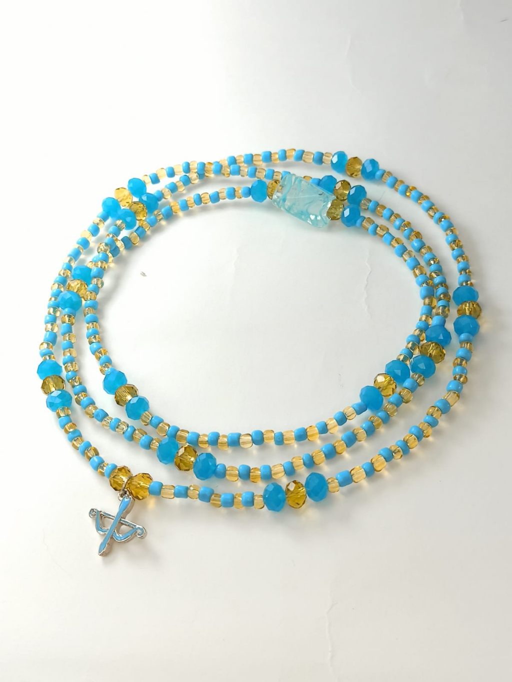 Guia de logun Ede com ofa - Guia dourada e azul Candomble orixa logun ...