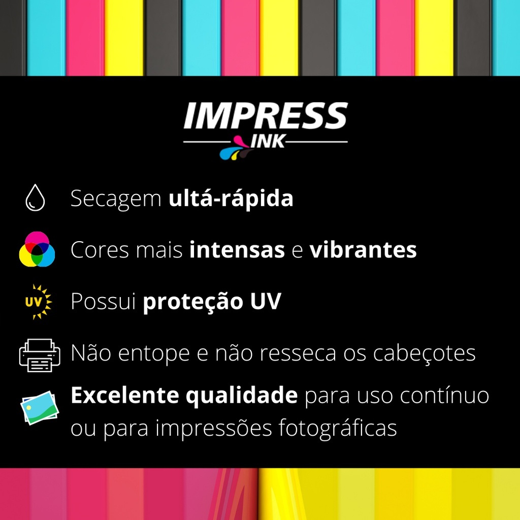 1 Litro de Tinta Impress Ink Para Impressoras Epson L3110 L3150 L4150 ...