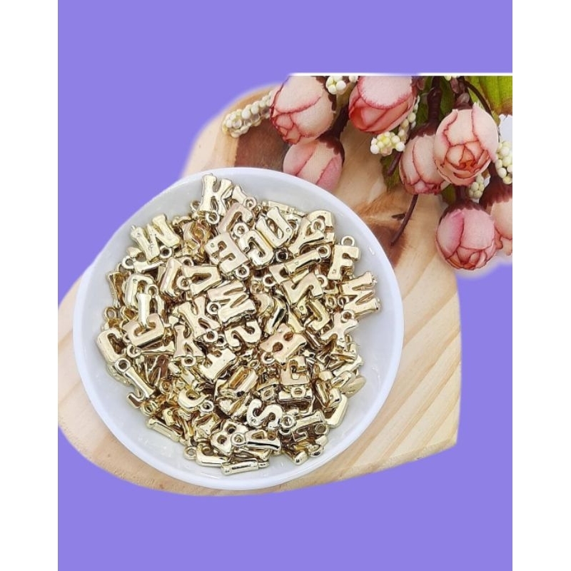 100 letras douradas ou pratas sortidas pingente alfabeto imita metal ...