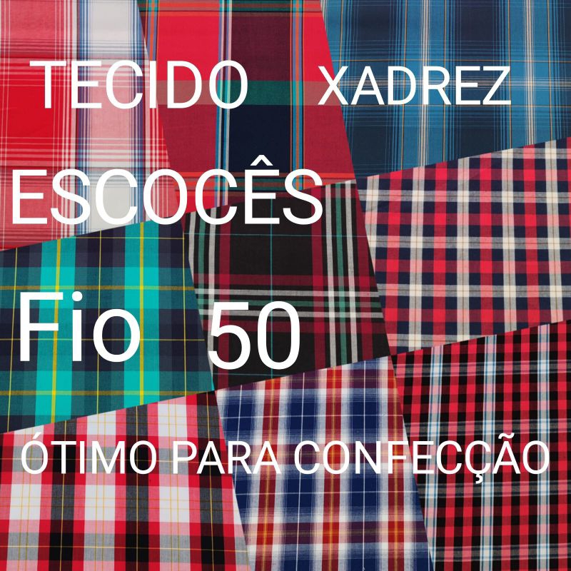 TECIDO XADREZ ESCOCÊS FIO 50 - 100% ALGODÃO - 1m x 1,50m | Shopee Brasil