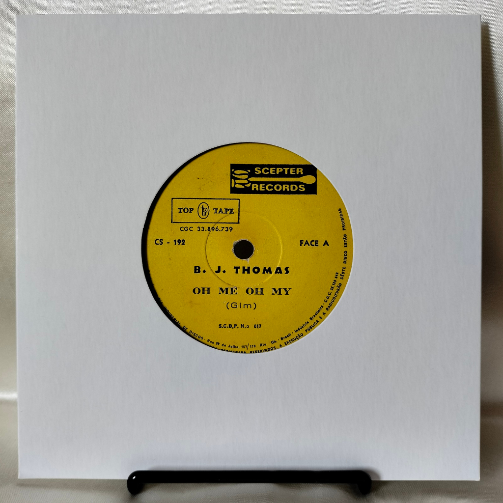 DISCO DE VINIL COMPACTO 7" - B. J. THOMAS – OH ME OH MY / NO LOVE AT ...
