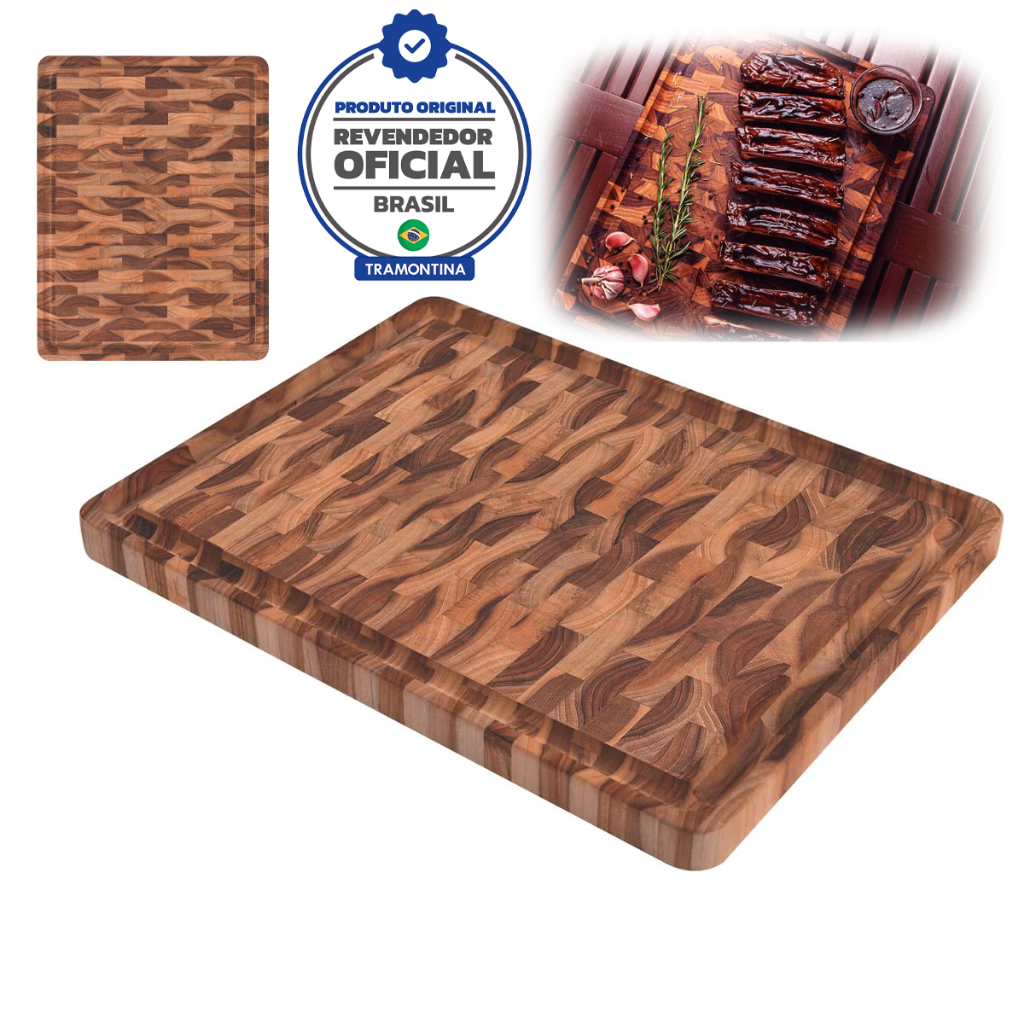 Tábua para Churrasco Tramontina Retangular em Madeira Invertida Teca ...