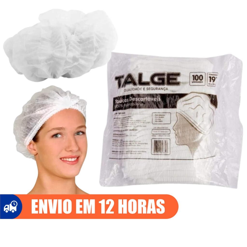 Touca 100un Descartável Sanfonada TNT Branca Talge | Shopee Brasil