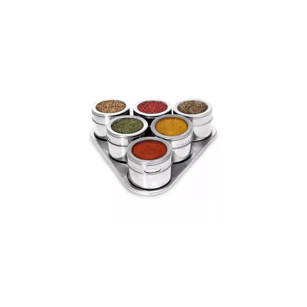 Kit Porta Condimento Tempero Inox Magnetico Ima Organizador 6 Un Aço ...