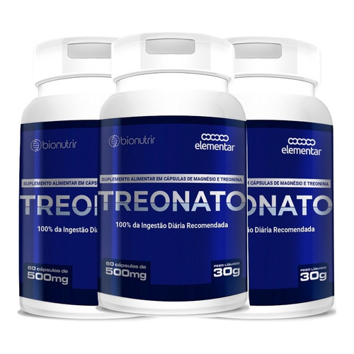 Kit 3x Magnésio L-Treonato Puro 500mg (180 cápsulas) Concentrado Original | Shopee Brasil
