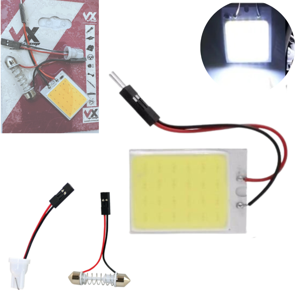 Placa Super Led Carro 12v 10w 24 pontos encaixe t10 Teto Porta Malas ...