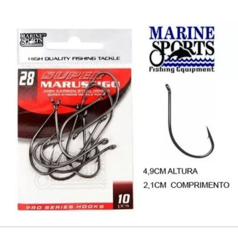 Anzol para pesca super Maruseigo blacknickel nr "28" com 10 unidades. | Shopee Brasil