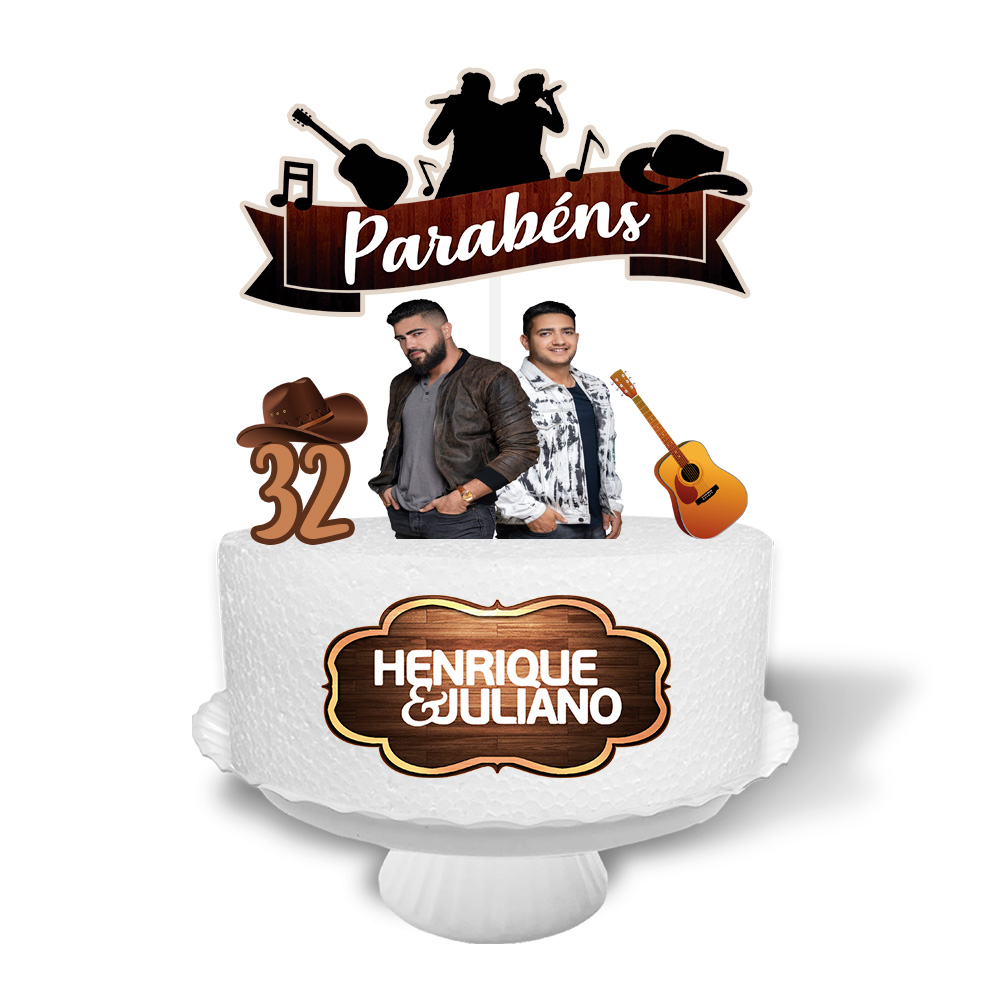 Topo Topper de Bolo Henrique e Juliano | Shopee Brasil