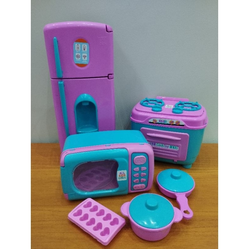 kit Cozinha Infantil Completa - Geladeira Duplex + Fogao Play Cooker com Panelinhas + Microondas ...