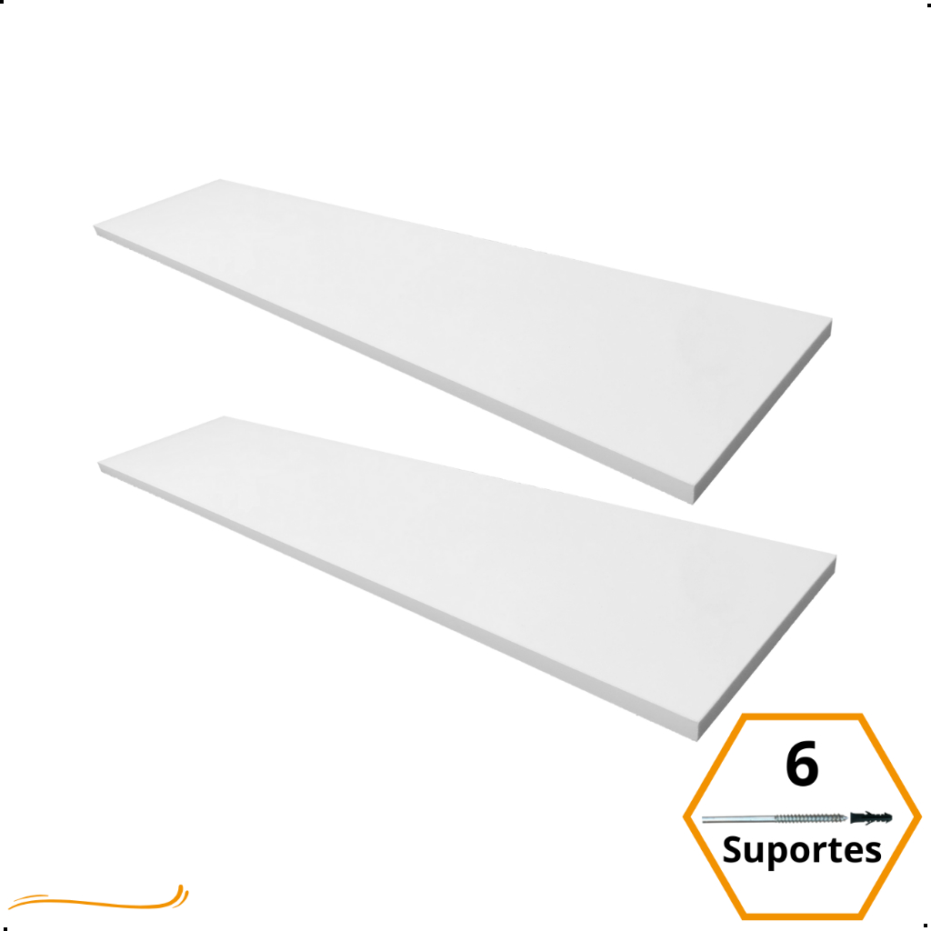 Kit 2 Prateleira Branca 90X20 + Suporte Flutuante Mdf Organizadora ...