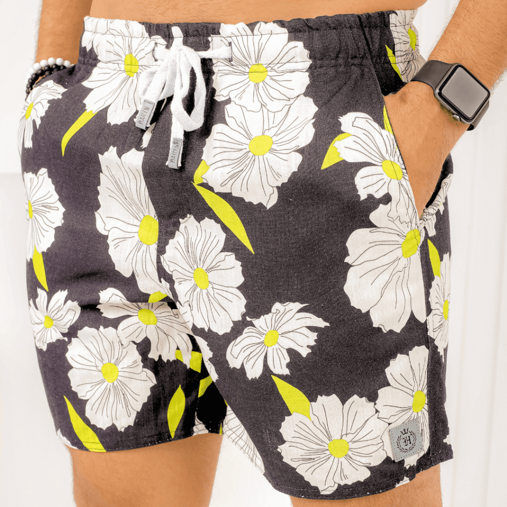 Short Linho Mauricinho Floral Lemon I Short Florido Masculino I Short ...