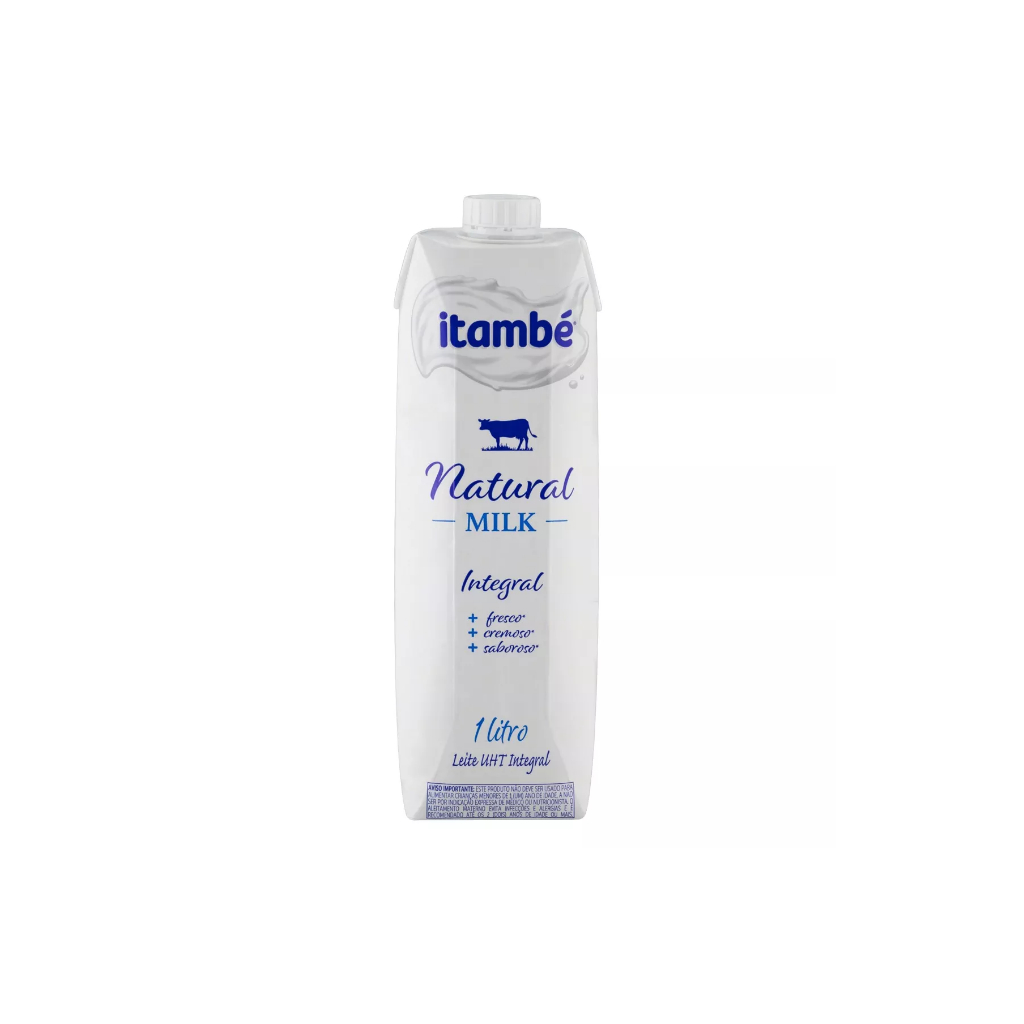Leite UHT Integral Itambé Natural Milk Caixa com Tampa 1l | Shopee Brasil