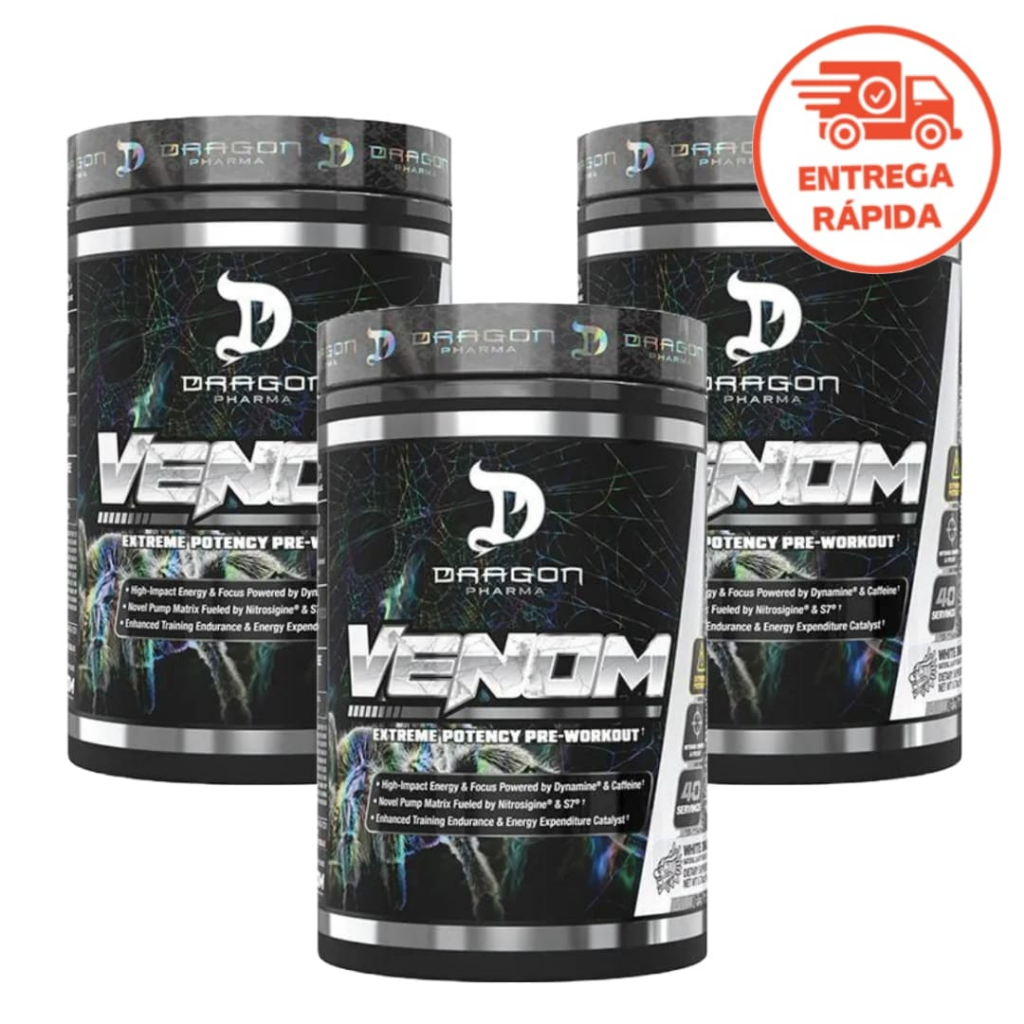 KIT/COMBO SUPLEMENTO DRAGON PHARMA 3X PRÉ TREINO VENOM 40 DOSES ...