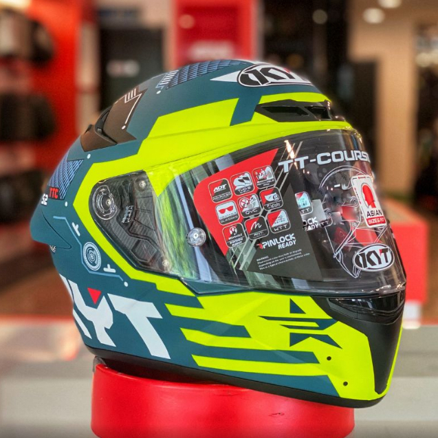 KYT TT Course Fuselage Matt Green Yellow | Shopee Brasil
