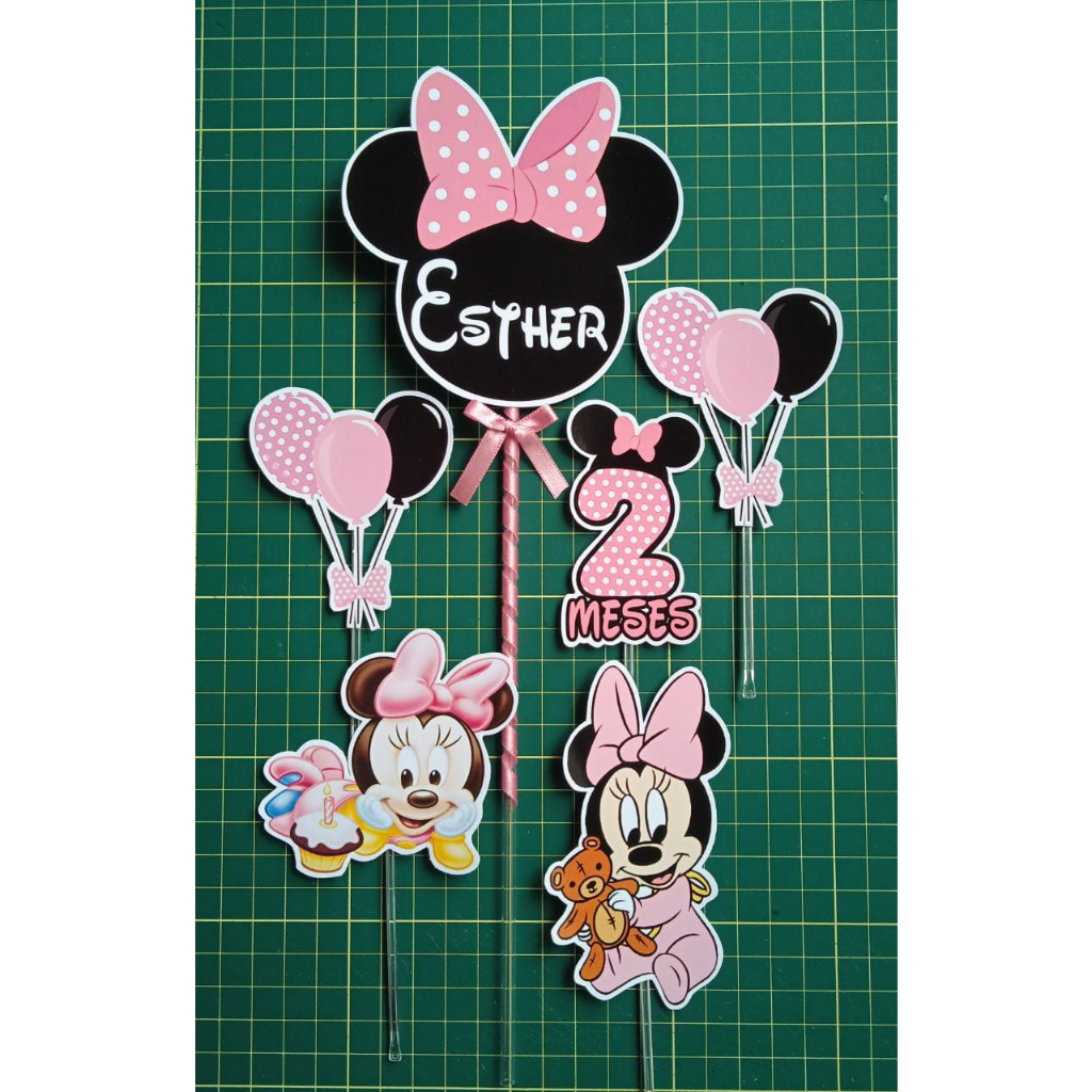 Topo de bolo Minnie / Topper personalizado Minnie / Top de bolo ...