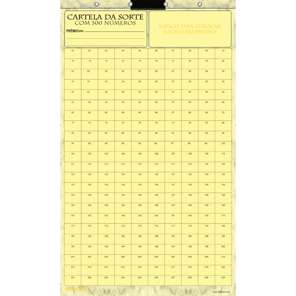 Rifa com 2 a 4 GANHADORES c/ 500 Nomes na Cartela (À PRONTA ENTREGA ...