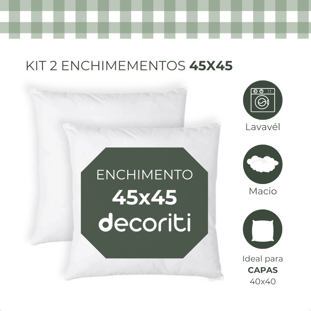Kit 2 Enchimentos de Almofada Refil 45x45 de Fibra Siliconada para Capas de Almofadas | Shopee ...