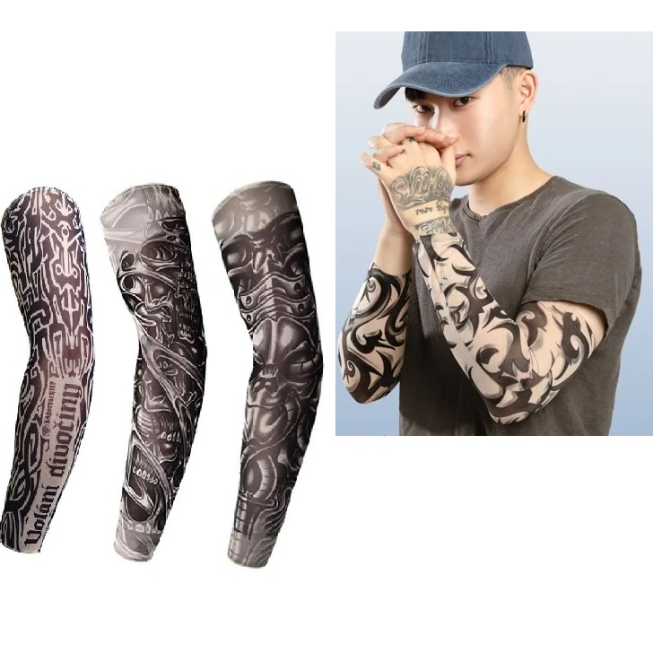 Kit com 03 pares de manguito manga tattoo tatuagem falsa estampas ...