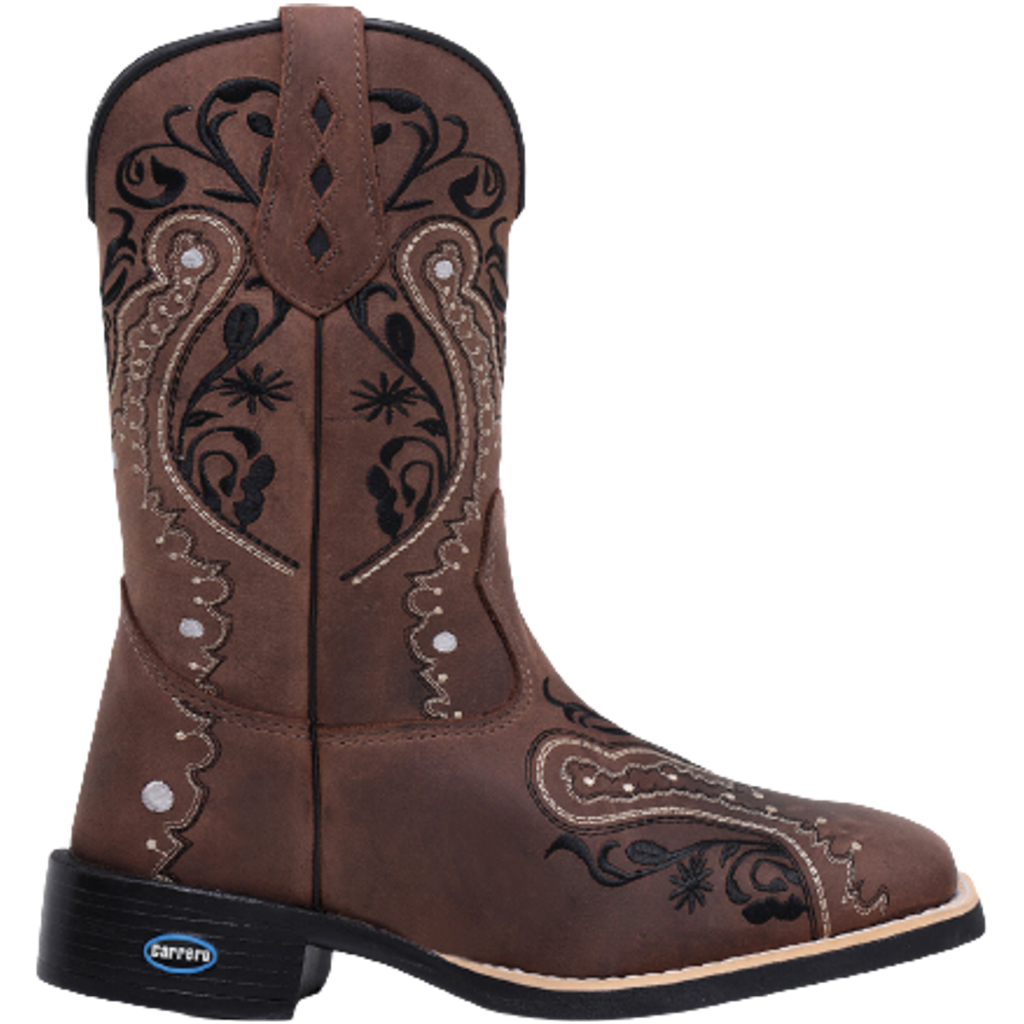 Bota Texana Feminina em Couro Bico Quadrado Moda Country Bordada ...