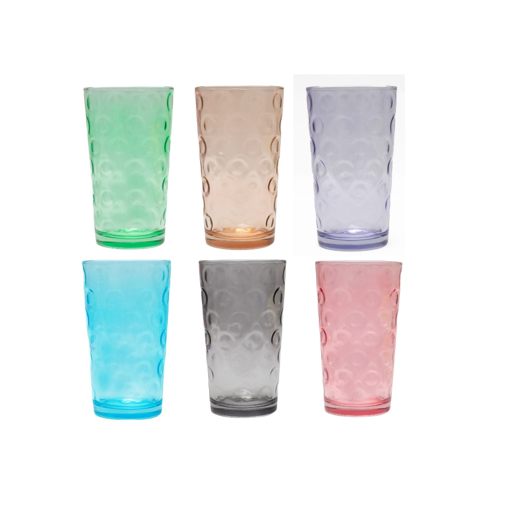 Conjunto com 6 Copos Coloridos de 330ml Vidro Grosso Alta Qualidade ...