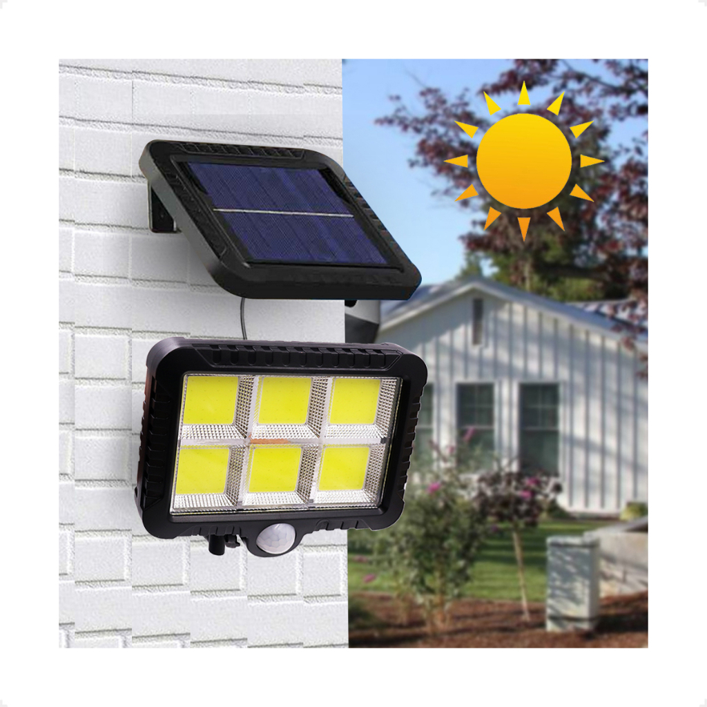 Luminária Refletor Solar Parede 120 Cob Sensor Presença - Escorrega o Preço