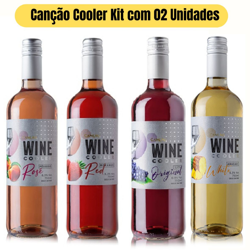 Vinho Canção Wine Cooler 750 ml - Kit 02 Unidades Uva, Pêssego, Morango ...