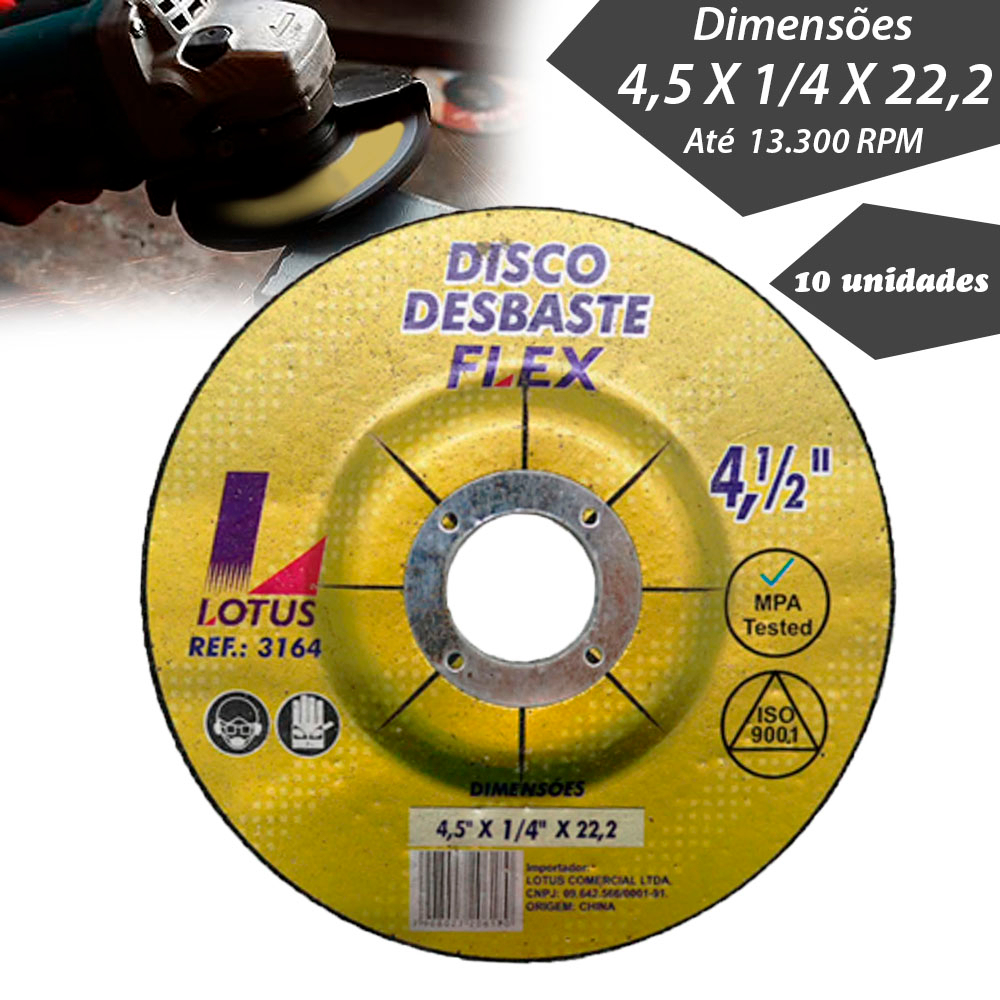 Kit 10 Discos De Desbaste Para Ferro Disco De Esmerilhadeira Limpeza 4. ...