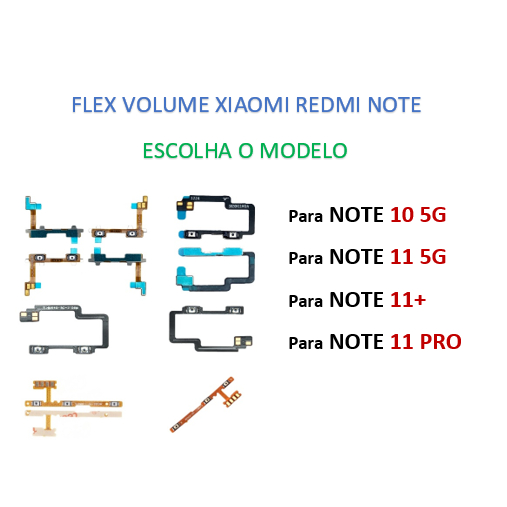 Flex Volume Redmi Note 10 5G / 11 5G / 11+ Plus / 11 Pro | Shopee Brasil