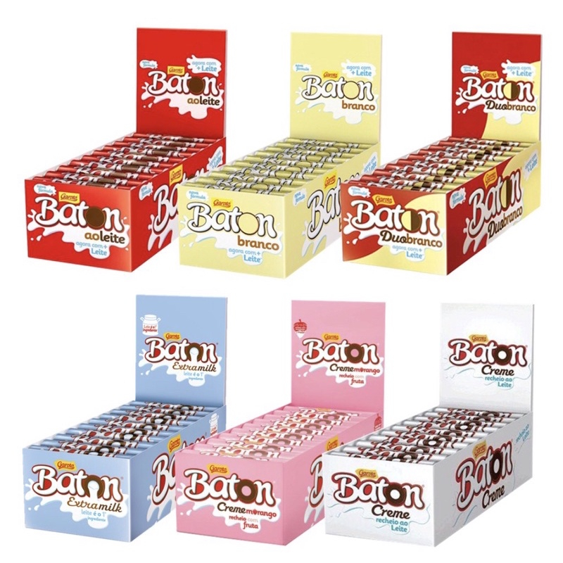 Chocolate Baton Garoto Sabores Cx c/ 30 Unid. | Shopee Brasil
