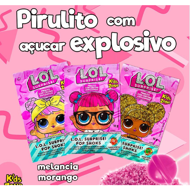 Caixa Pirulito LOL SURPRISE POP SHOKS! C/ 15 Unidades - Sabores: UVA ...