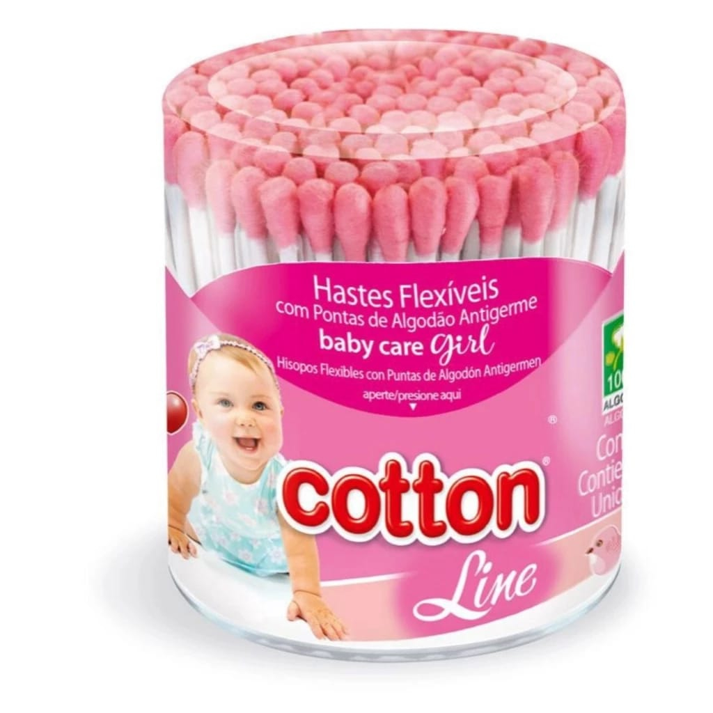 Pote De Cotonete Hastes Flexíveis 150 Unidades Cotton Line Baby Care ...