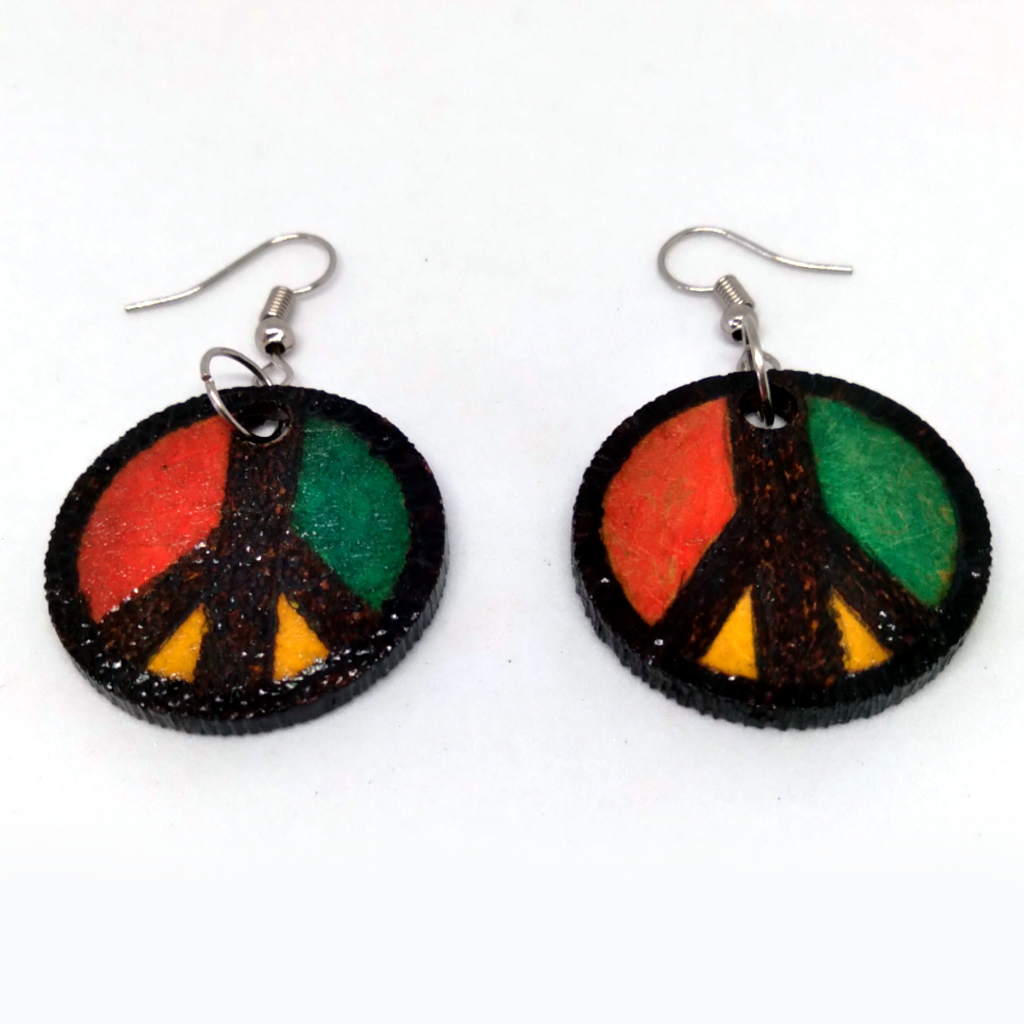 Brincos símbolo da paz cores do reggae colorido hippie | Shopee Brasil