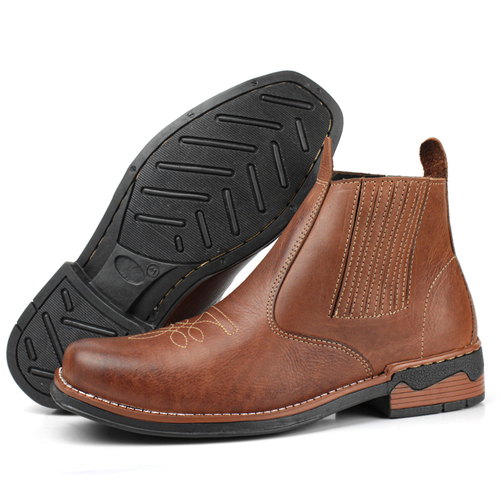 Botina mateira masculina country texana de elástico cano médio | Shopee ...