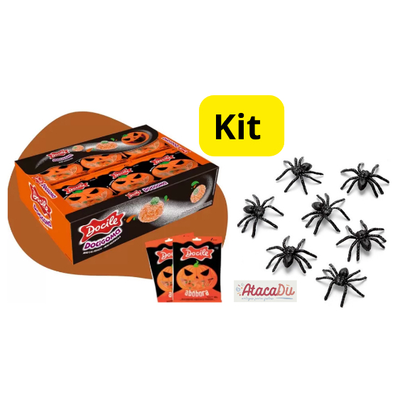 Kit 50 Mini Aranhas + 01 Bala de Goma Mini Abóbora Halloween 24 ...