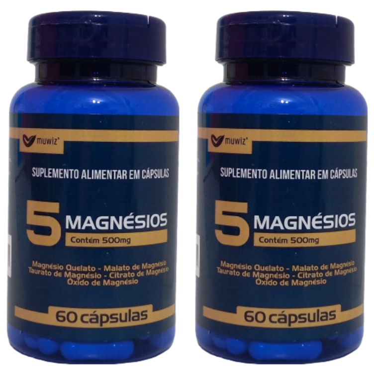 KIT 2x 5 Magnésios (Quelato,Malato,Taurato,Citrato,Óxido) 500mg 60 cápsulas | Shopee Brasil