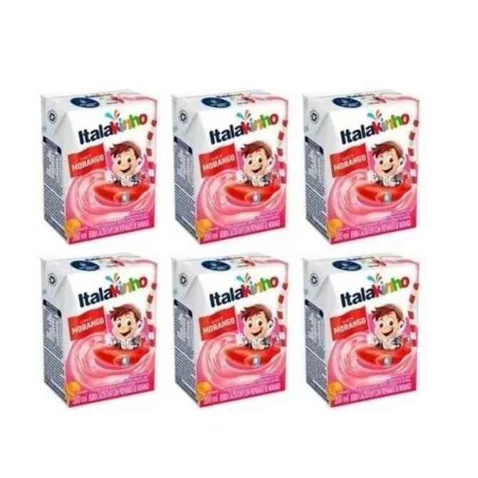 Kit C/6 Bebida Láctea Italakinho Morango Italac 200ml | Shopee Brasil