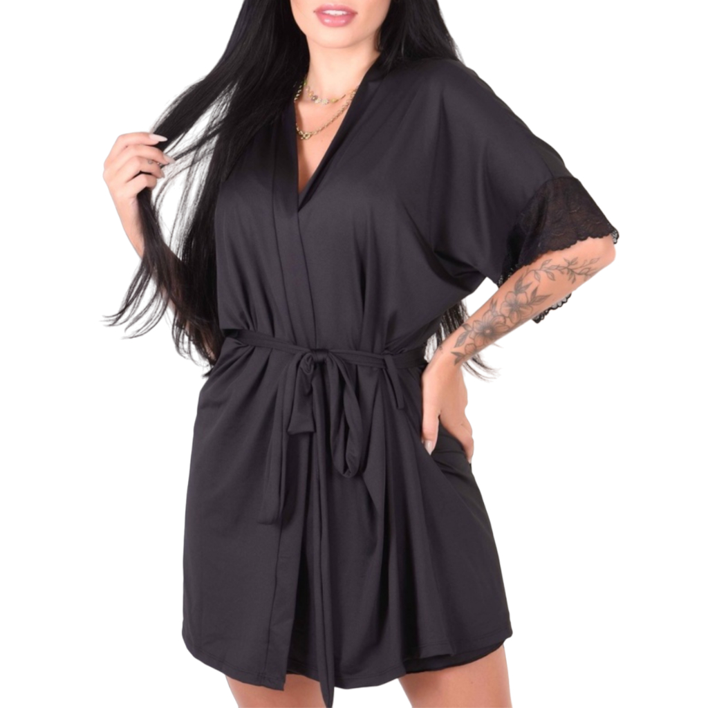 Robe Renda Feminino Hobby Roupão Noiva Renda Sexy Luxo Hobe casual ...