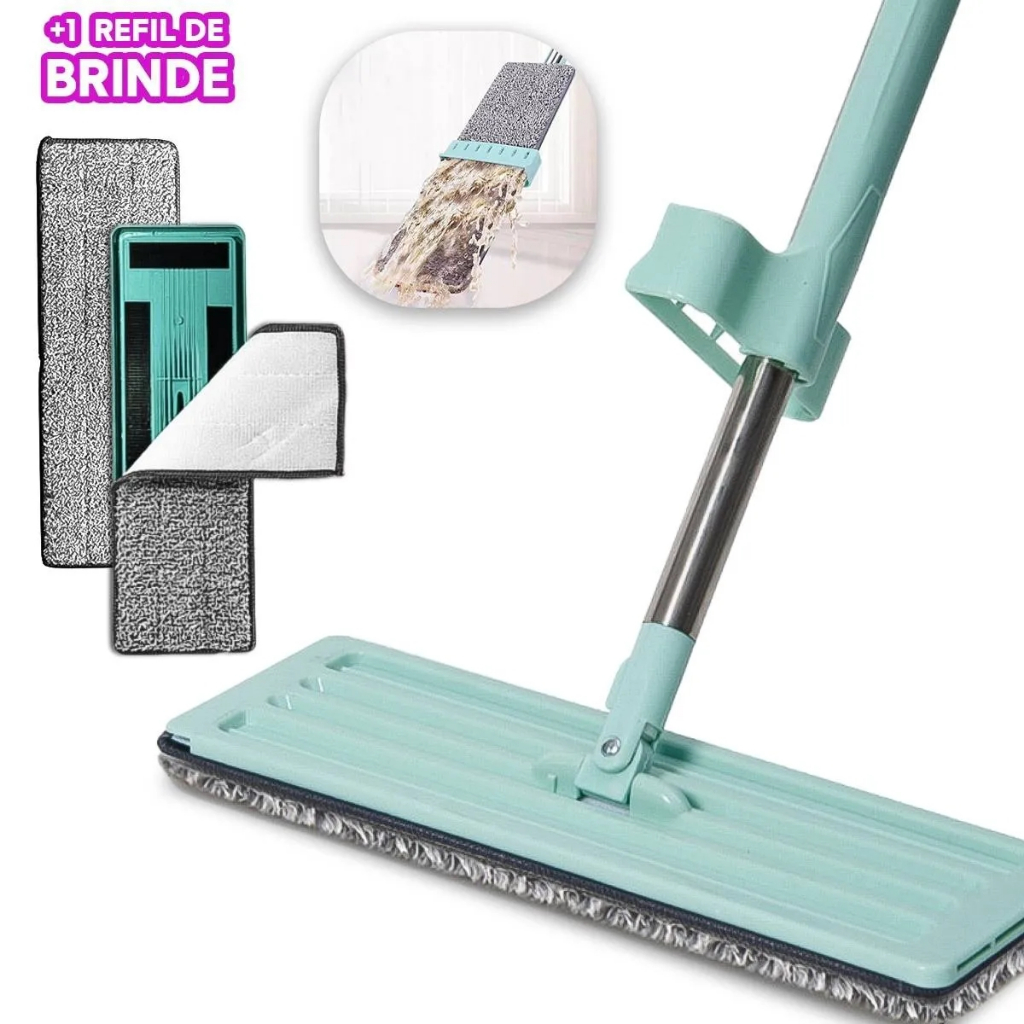 Mop Inteligente Rodo Mágico Esfregão 360º Refil Microfibra Sem Balde ...