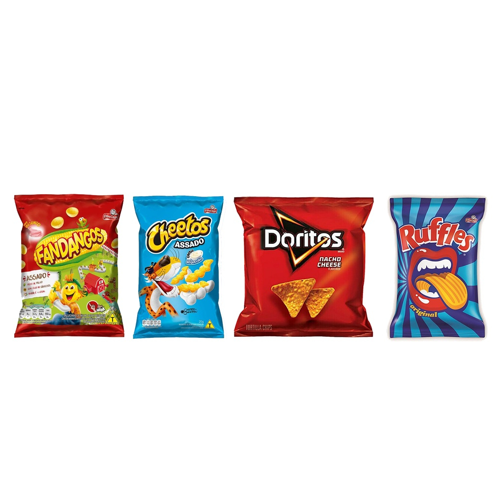 Kit salgadinho Elma Chips: Ruffles, Doritos, Fandangos E Cheetos. | Shopee Brasil