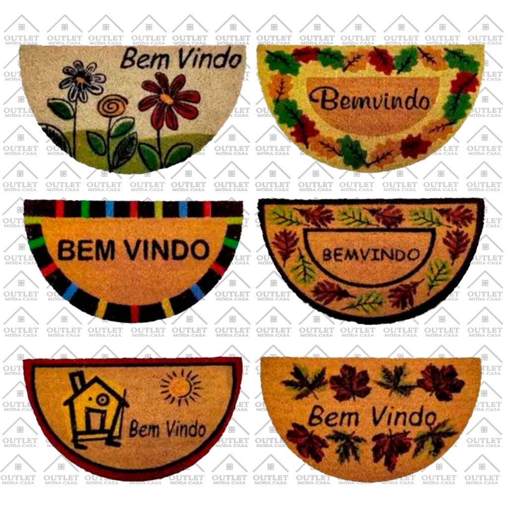 Capacho Meia Lua Fibra de Coco 60x33 com Antiderrapante | Shopee Brasil