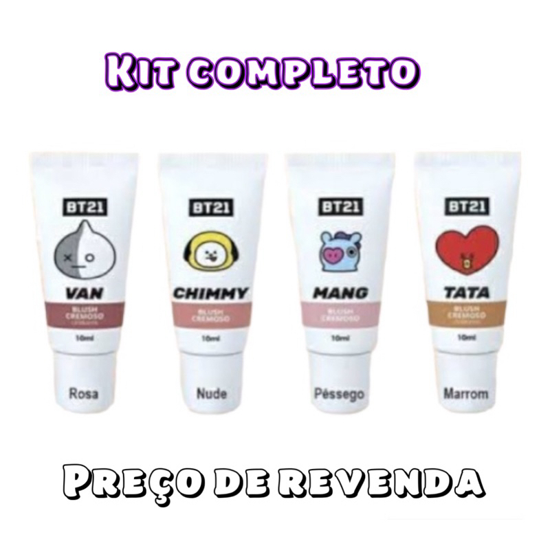 kit 4 blush cremoso bt21 make maquiagem bts oficial revenda | Shopee Brasil