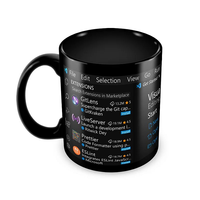 Caneca Interface Visual Studio Code Preta - programador programação dev ...