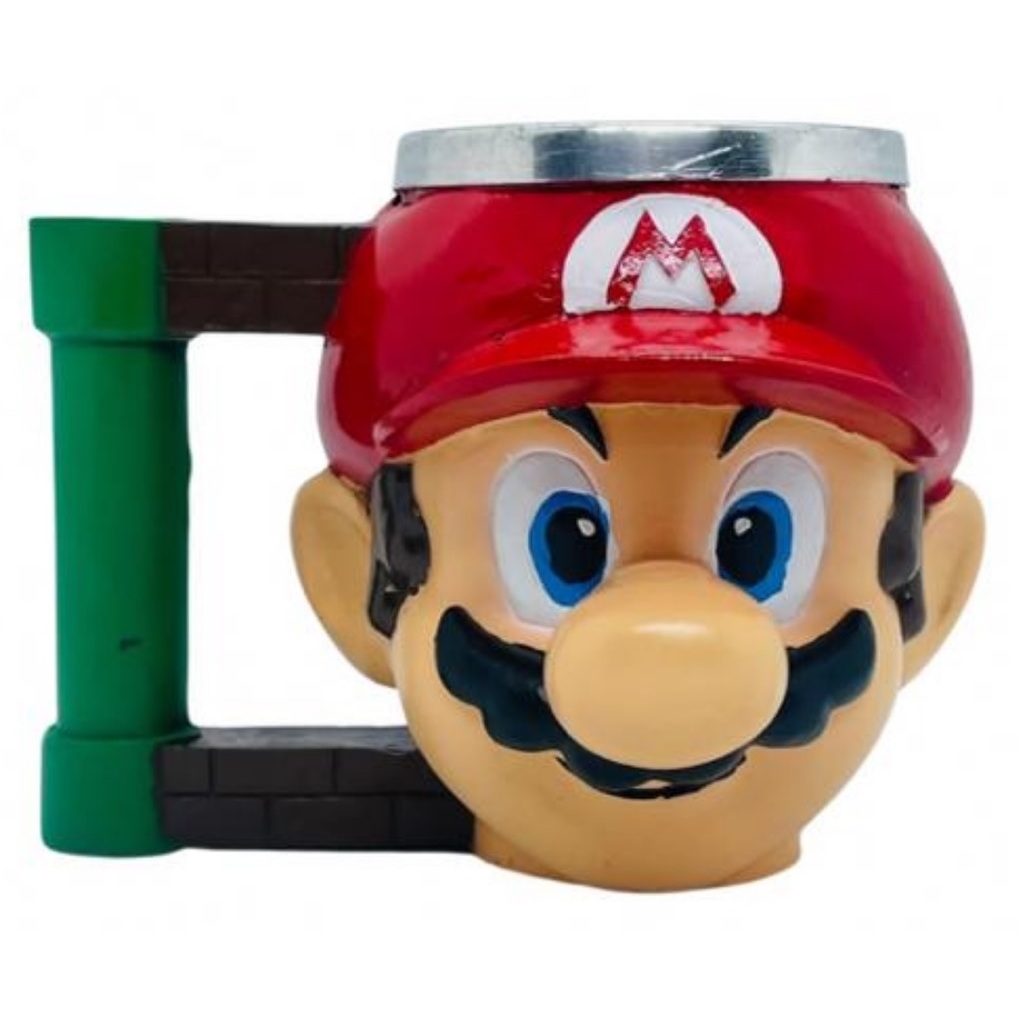 Copo Super Mario Bros Caneca Colecionável de Resina / Aluminio 250ML ...