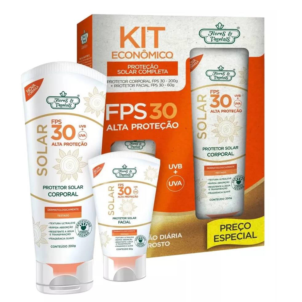 Kit Protetor Solar Fps 30 Corporal E Facial - Flores E Vegetais ...