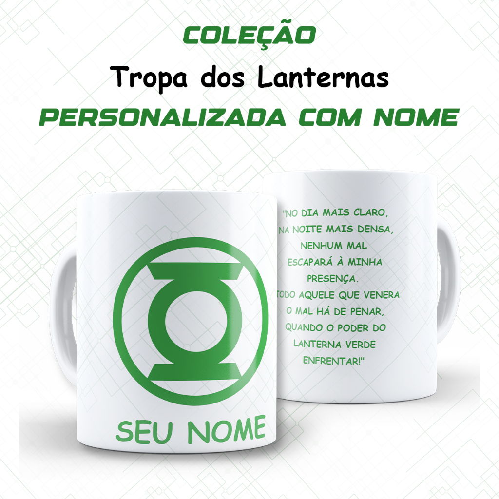 Caneca Tropa dos Lanternas Personalizada Com Nome - Lanterna Verde ...