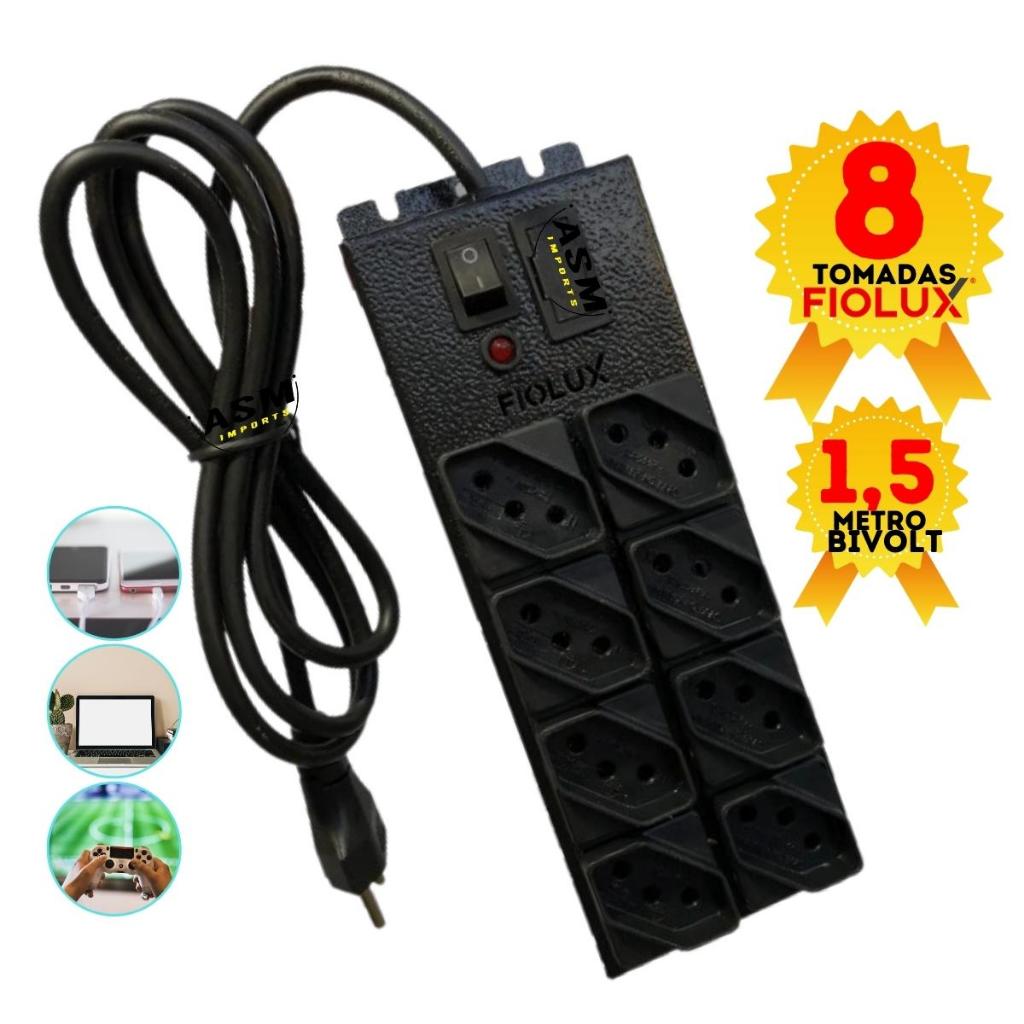 Filtro De Linha Metalico 8 Tomadas 1 Metro de Cabo Bivolt Fiolux | Shopee Brasil