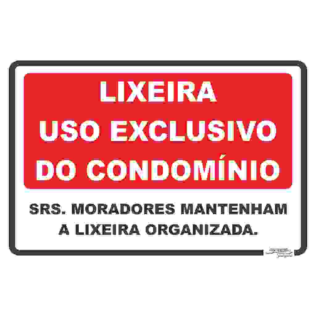 Placa Lixeira Uso Exclusivo Do Condomínio | 30x20 | Shopee Brasil