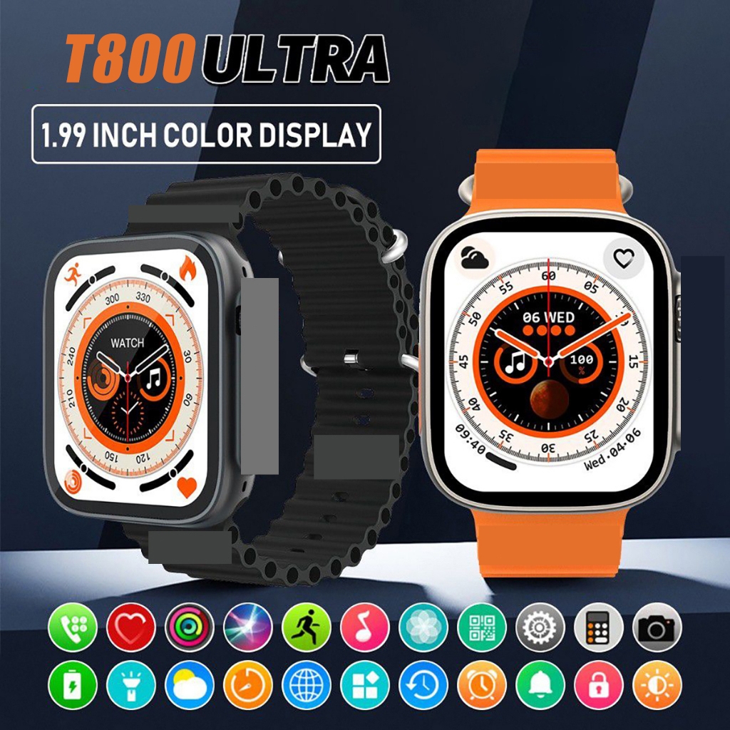 T800 Relógio inteligenteBluetooth Call Heart Rate Smartwatch | Shopee ...